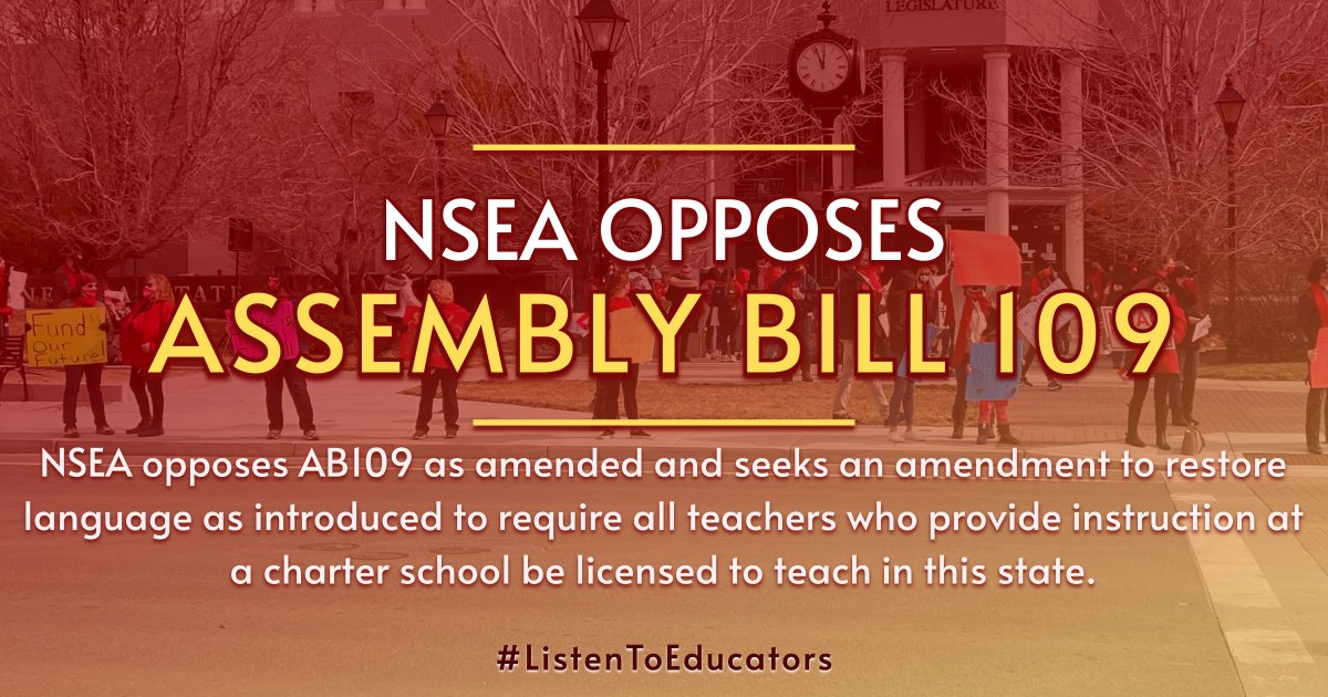 Memo: NSEA Opposes Assembly Bill 109 and Seeks Amendment | Nevada State ...
